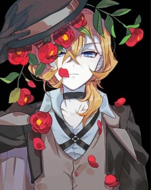 Chuuya Nakahara In Floral Hat Paint By Numbers - Paintings by Numbers