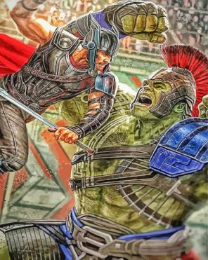 Hulk And Thor Ragnarok Paint By Numbers - Paintings by Numbers