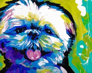 Colorful Shih Tzu Dog Art Paint By Numbers - Paintings by Numbers